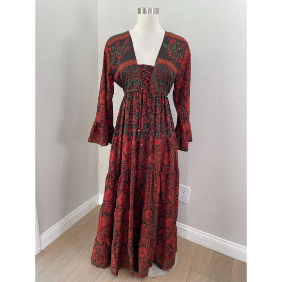Chaudry | Dresses | Chaudry Womens Xl Floral Bohemian Maxi Dress Lace ...